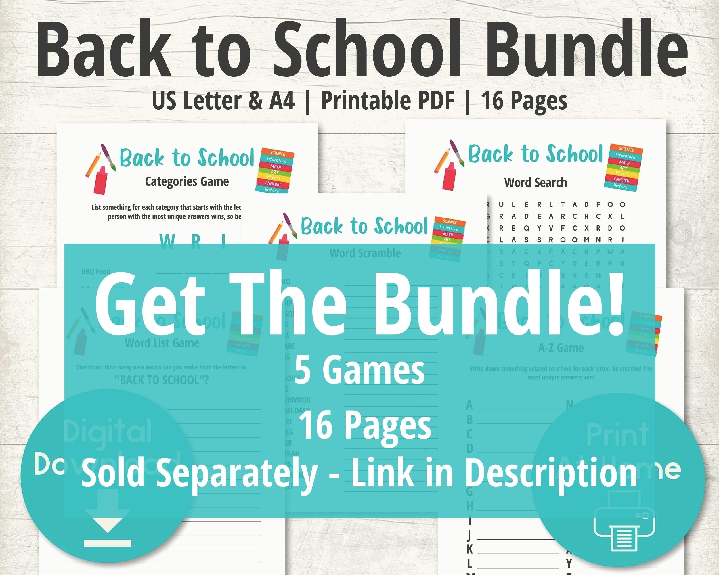 Back to School Categories Game Printable Games Digital - Etsy