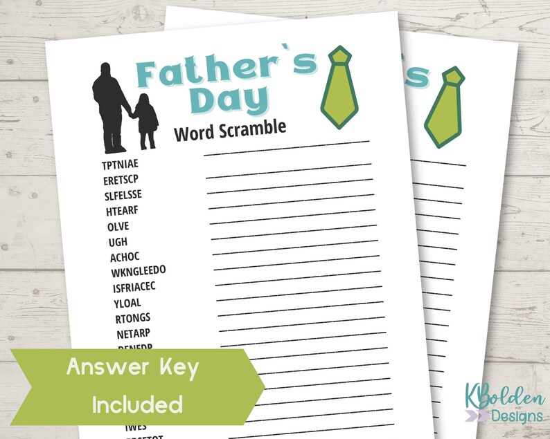 Father's Day Printable Games Bundle, Father's Day Word Games, Word ...