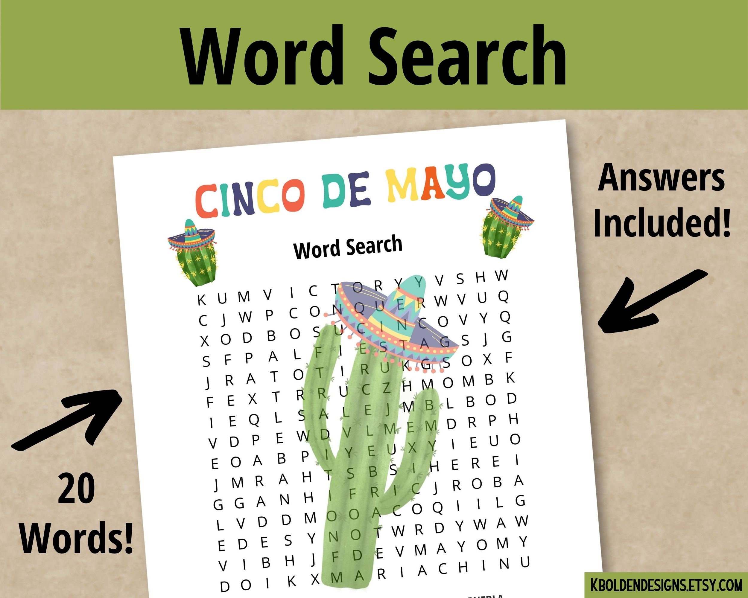 Cinco De Mayo Printable Activity Bundle, Digital Download, Word Search ...