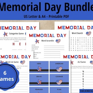 Memorial Day Printable Activity Bundle, Digital Download, Word Search ...