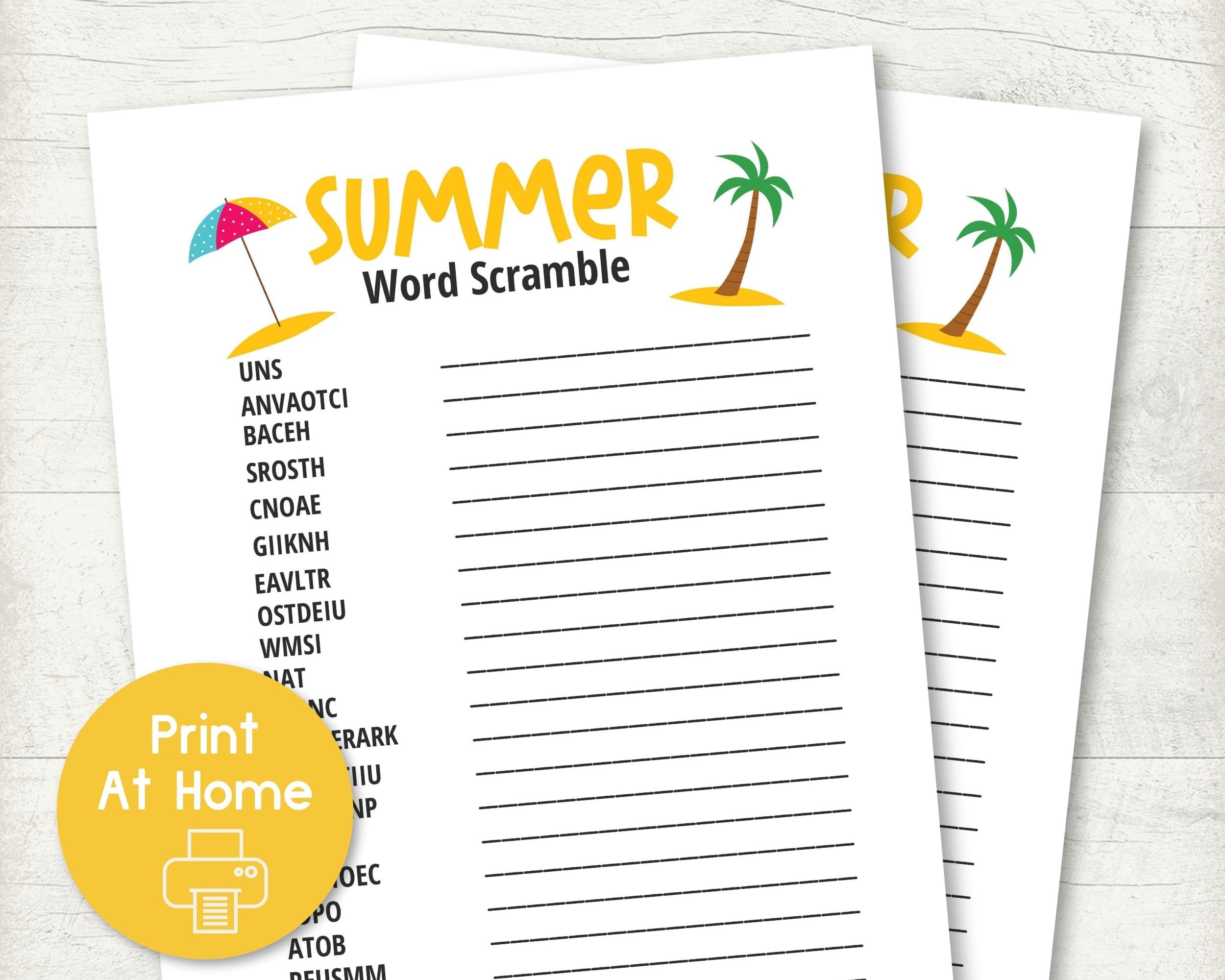 Summer Word Scramble, Digital Download, Word Games, Last Day of School ...