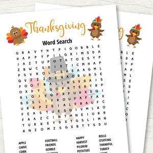 Thanksgiving Word Search, Printable Game, Digital Download, Word Game ...