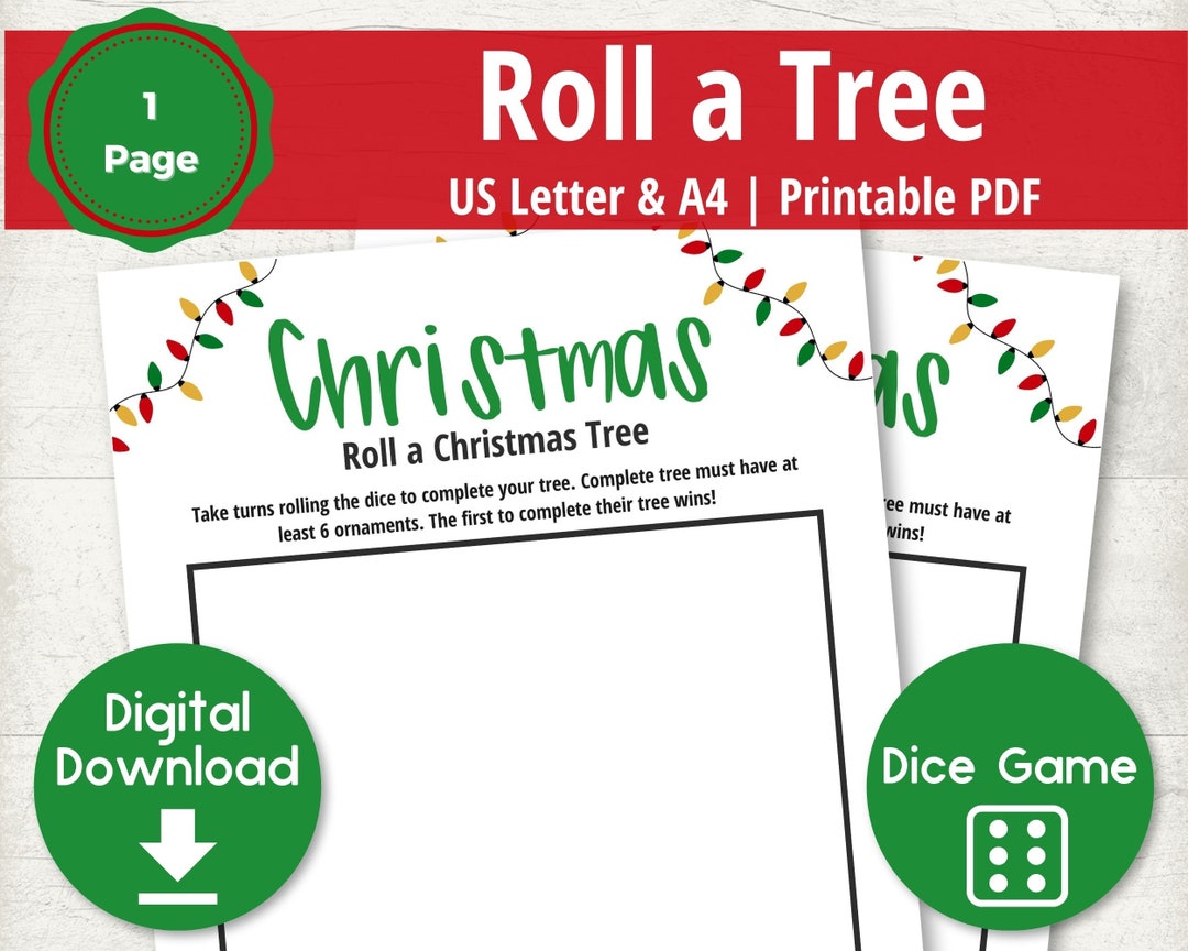 Roll a Christmas Tree Dice Game Printable Family Game Night Christmas ...