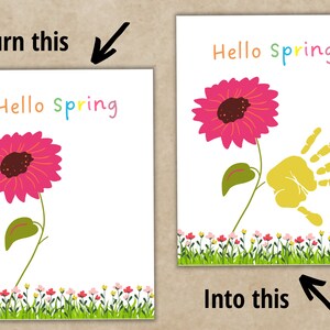 Spring Handprint Art, Spring Footprint Craft, Thumbprint Printable Art ...