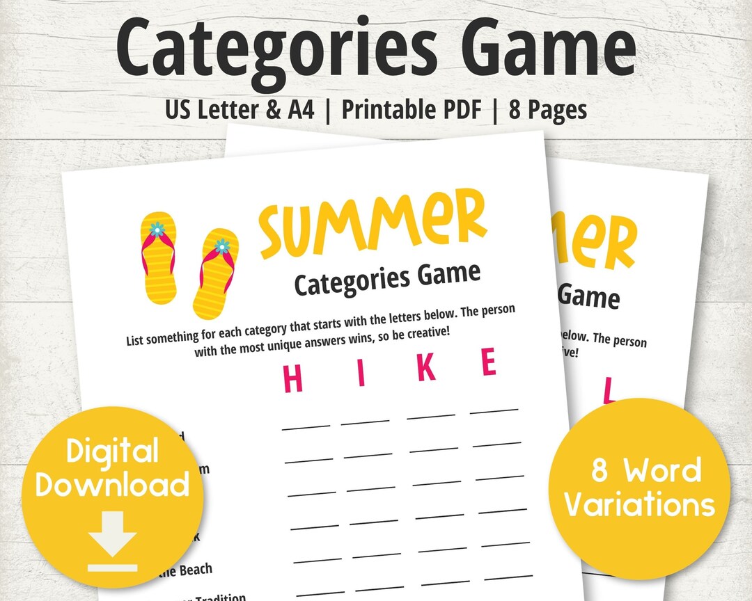Summer Categories, Digital Download, Word Games, Last Day of School ...
