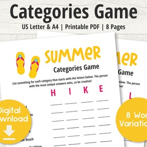 Summer Categories, Digital Download, Word Games, Last Day of School ...
