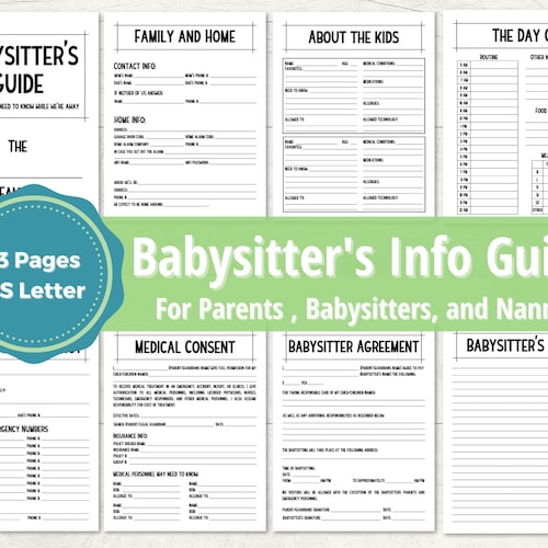 Babysitter's Guide Caregiver Binder Nanny Kit - Etsy