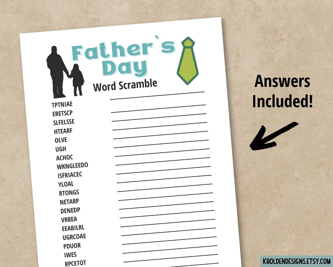 Father's Day Printable Word Scramble Classroom Activity - Etsy