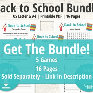 Back to School Word Scramble, Printable Games, Digital Download, Word ...