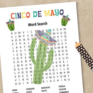Cinco De Mayo Printable Word Search, Digital Download, Classroom ...