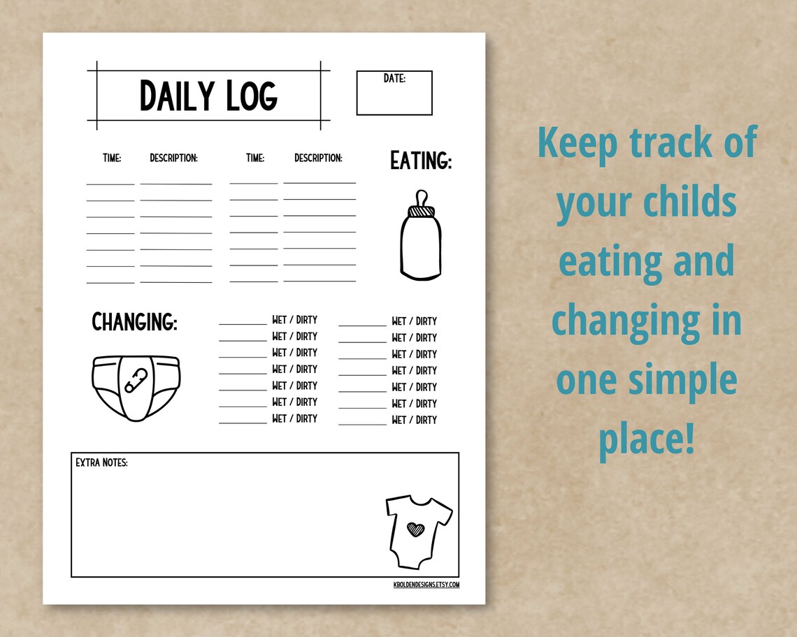 Baby Log and Schedule, Infant Daily Log Printable, Newborn Daily Log ...