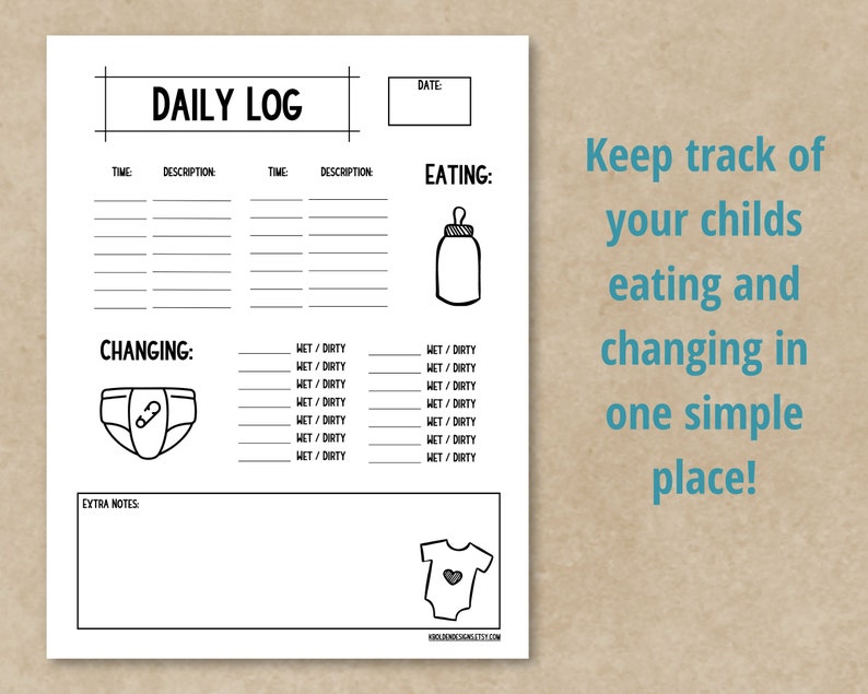 Baby Log and Schedule, Infant Daily Log Printable, Newborn Daily Log ...