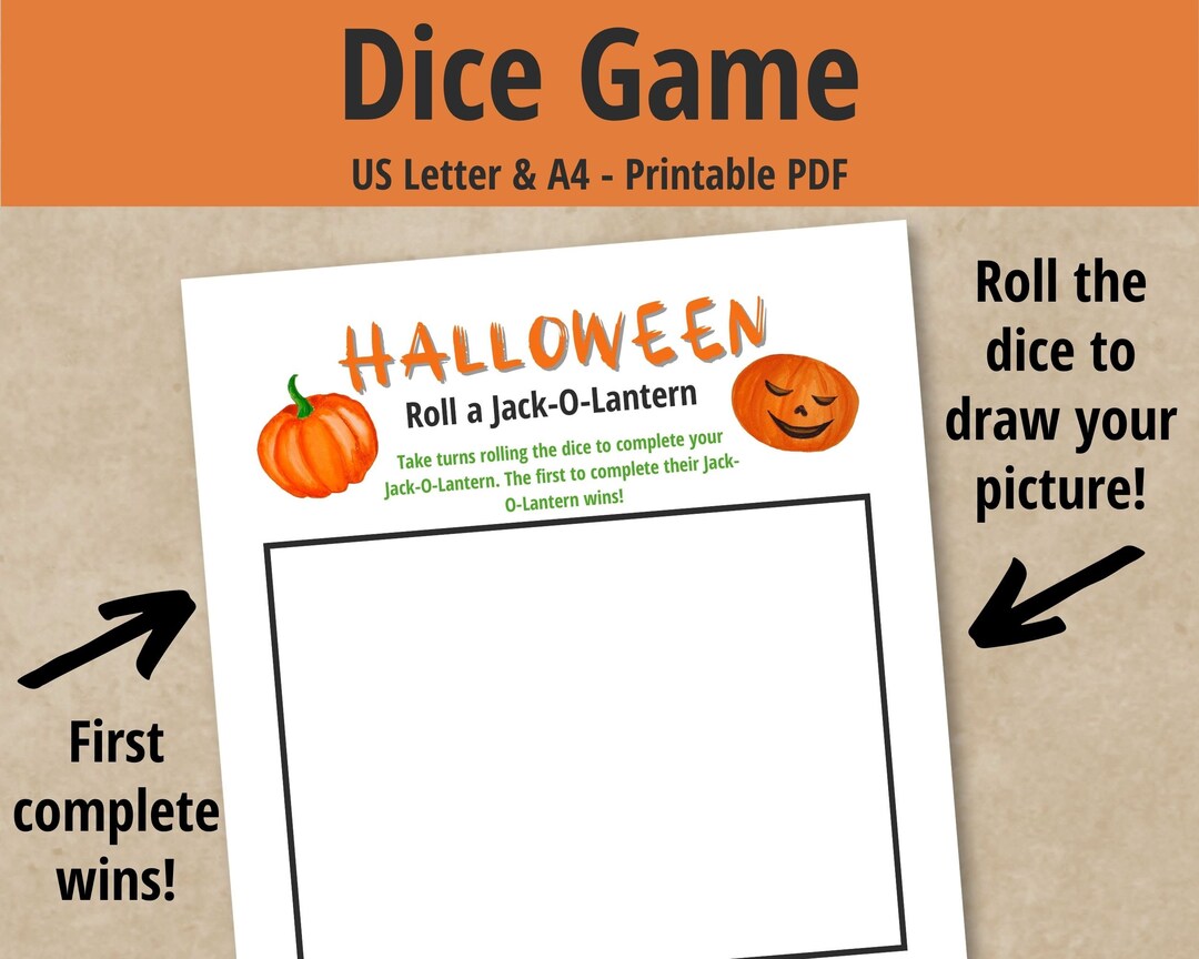 Halloween Roll a Jack-o-lantern Dice Game Printable Roll a Pumpkin ...