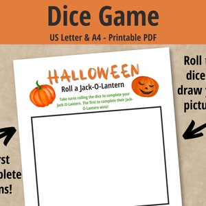 Halloween Roll a Jack-o-lantern Dice Game Printable Roll a Pumpkin ...