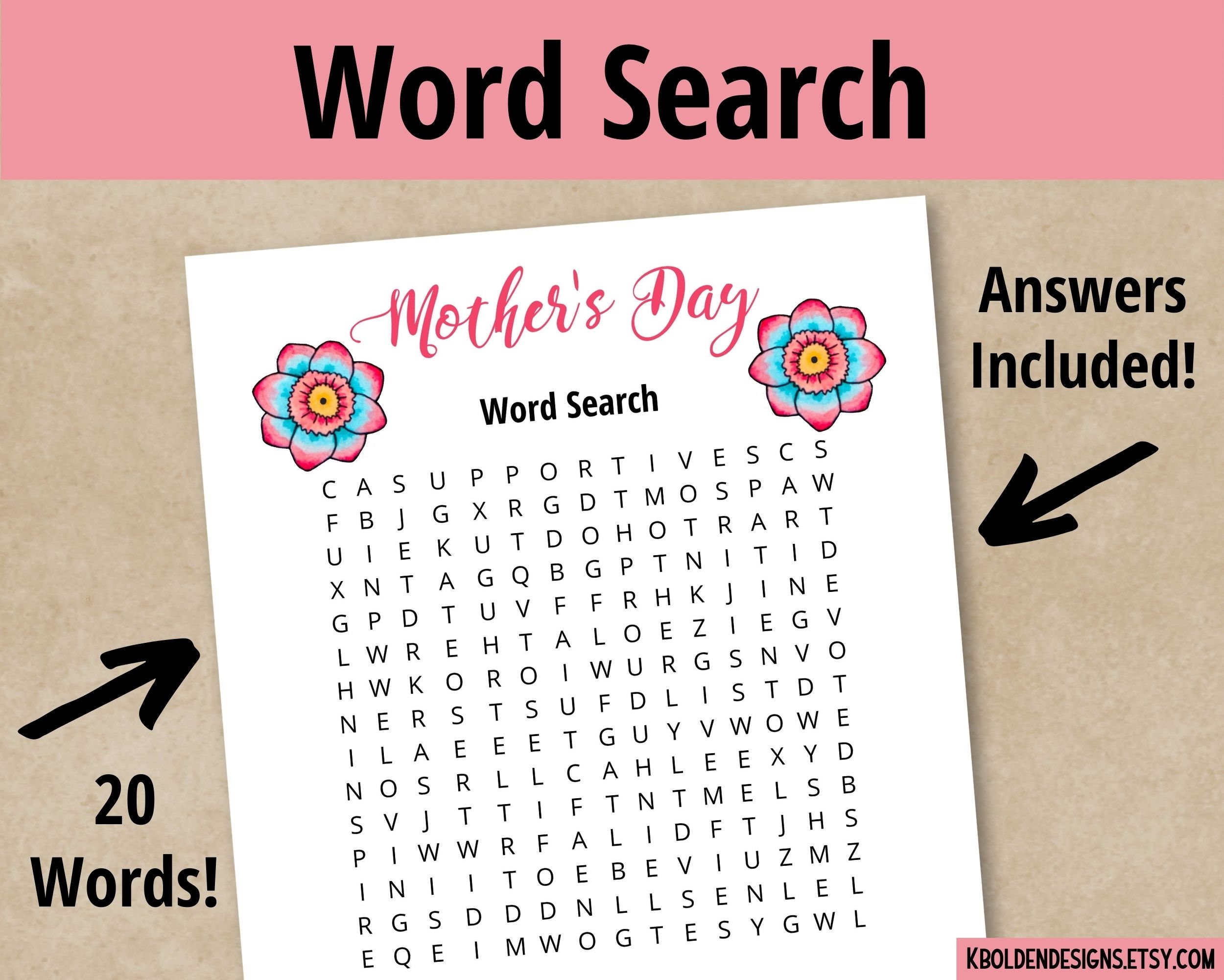 Mother's Day Printable Activity Bundle, Digital Download, Word Search ...