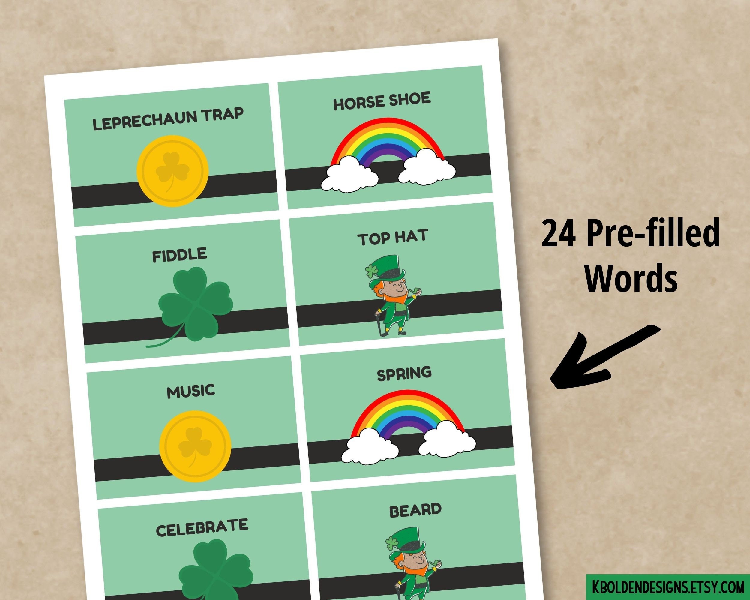 St Patrick's Day Printable Charades, Draw the Word, Digital Download ...