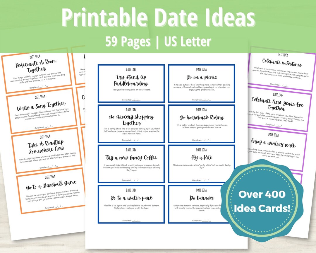 Printable Date Cards for Date Night Date Night Idea Card - Etsy