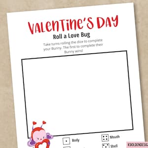 Valentine's Day Roll a Love Bug, Dice Game Printable, Fun Valentine's ...