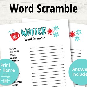 Winter Activity Bundle, Dice Game Printable, Word Search, Word Scramble ...