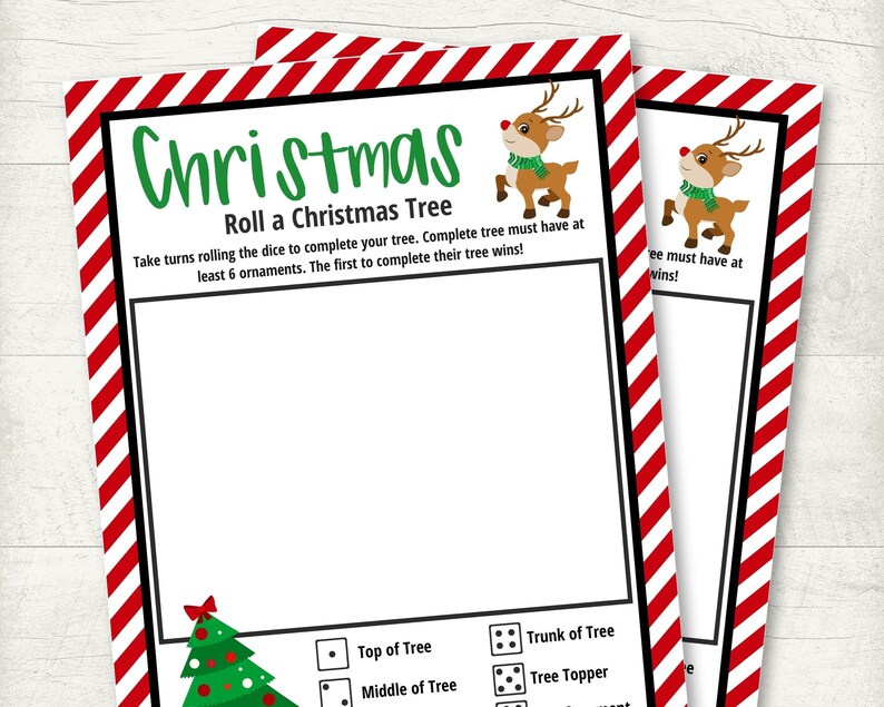 Roll a Christmas Tree Dice Game Printable Holiday Party Game Family ...