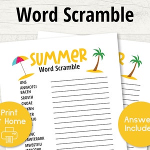 Summer Printable Games Bundle, Summer Word Games, End of School Year ...