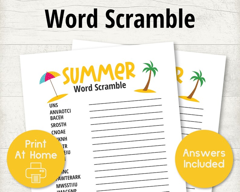 Summer Printable Games Bundle, Summer Word Games, End of School Year ...