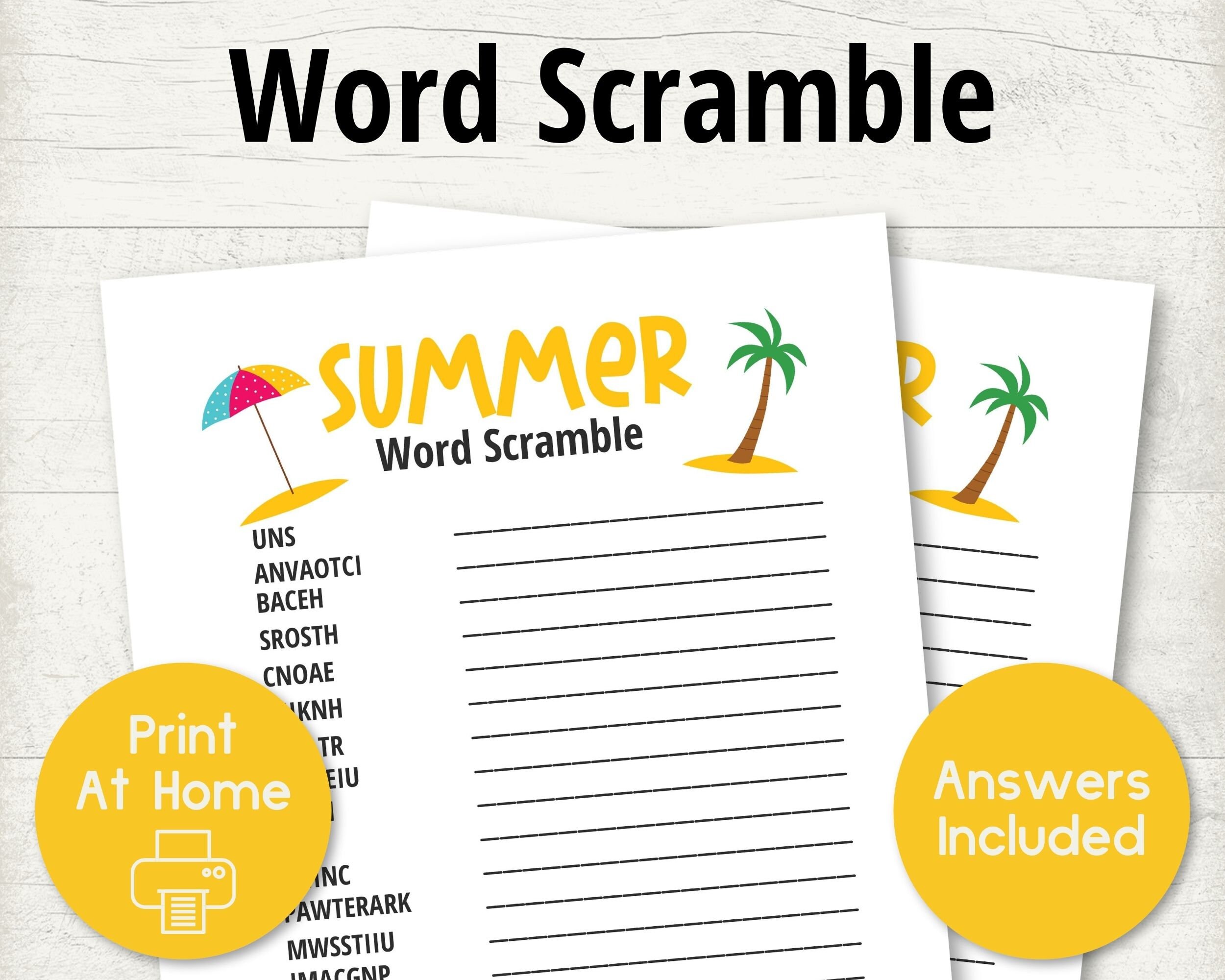 Summer Printable Games Bundle, Summer Word Games, End of School Year ...