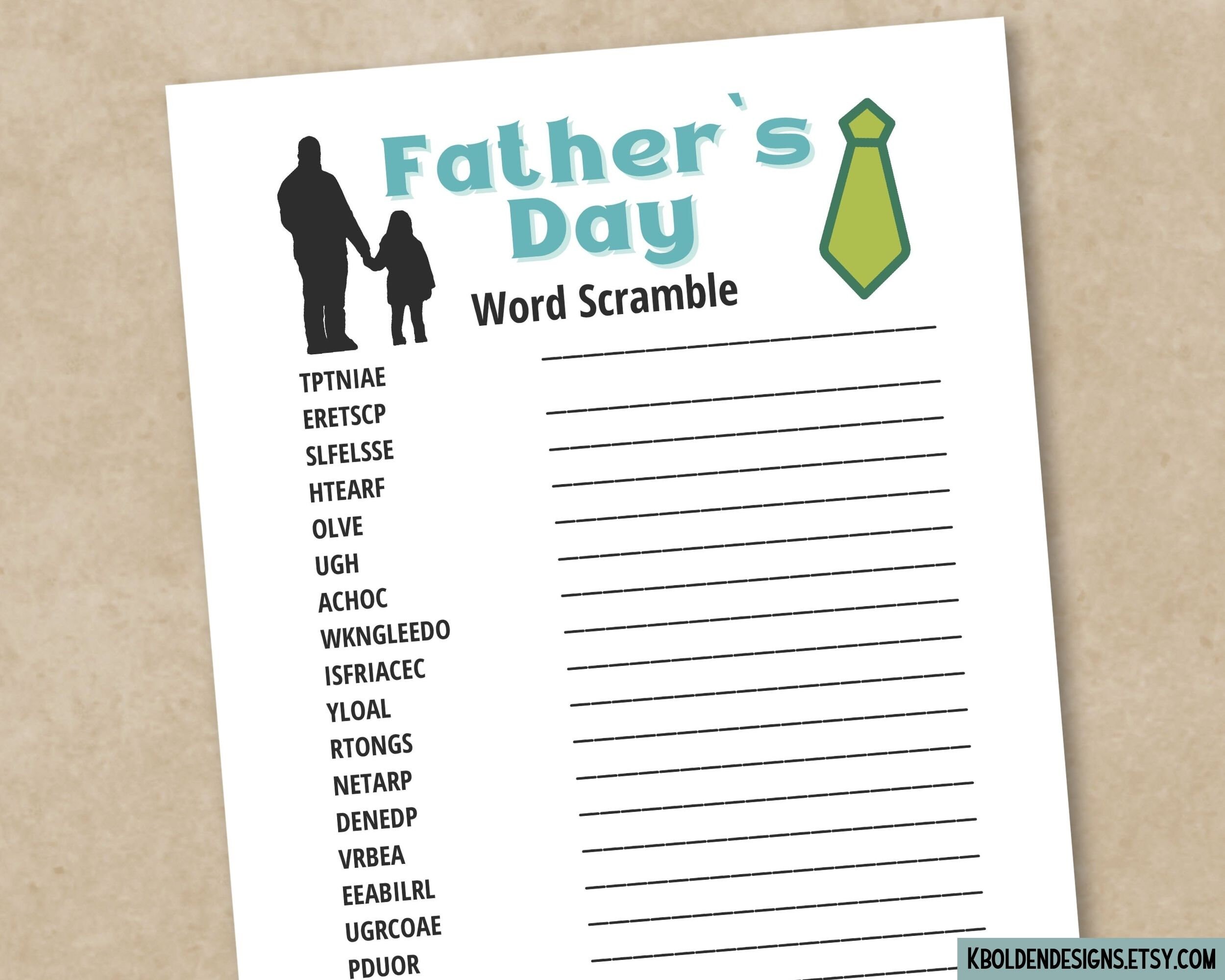 Father's Day Printable Word Scramble, Classroom Activity, Games With ...