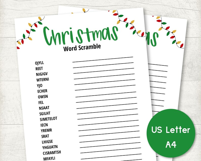 Christmas Word Scramble, Printable Game, Digital Download, Word Game ...