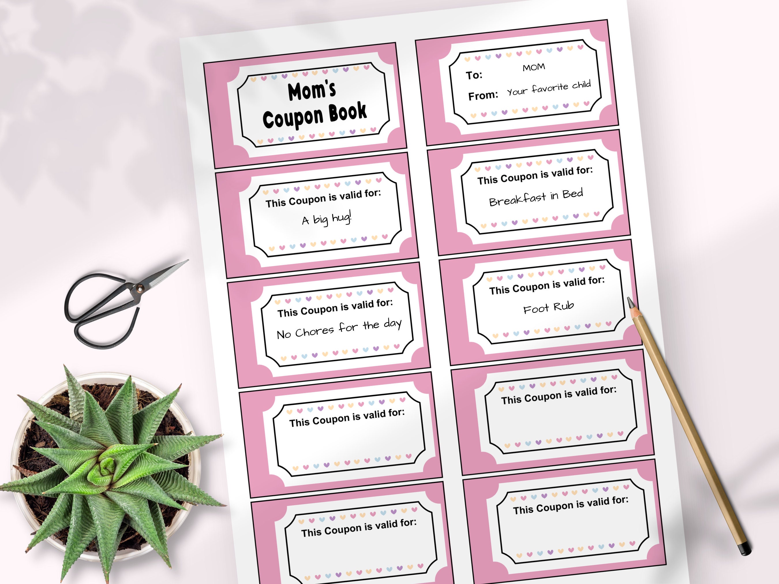 Mother's Day Coupon Book, Personalized Gift for Mom, Editable Coupon ...