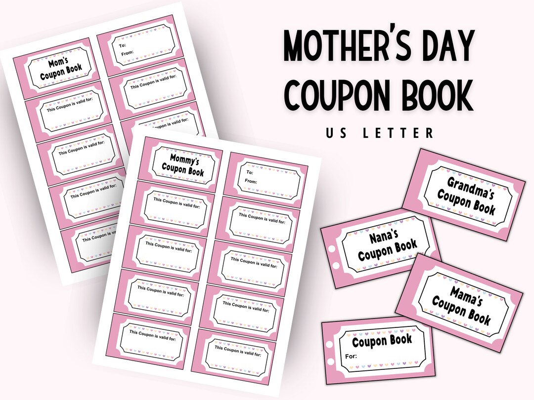 Mother's Day Coupon Book, Personalized Gift for Mom, Editable Coupon ...