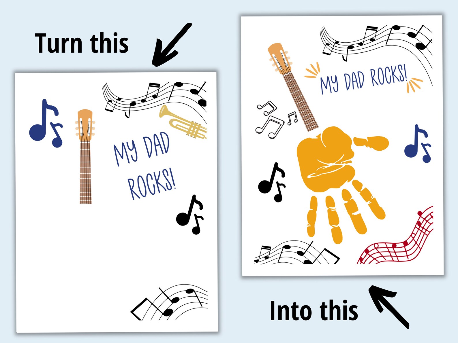 Father's Day Handprint Art, DIY Gift for Dad From Kids, Handprint Craft ...