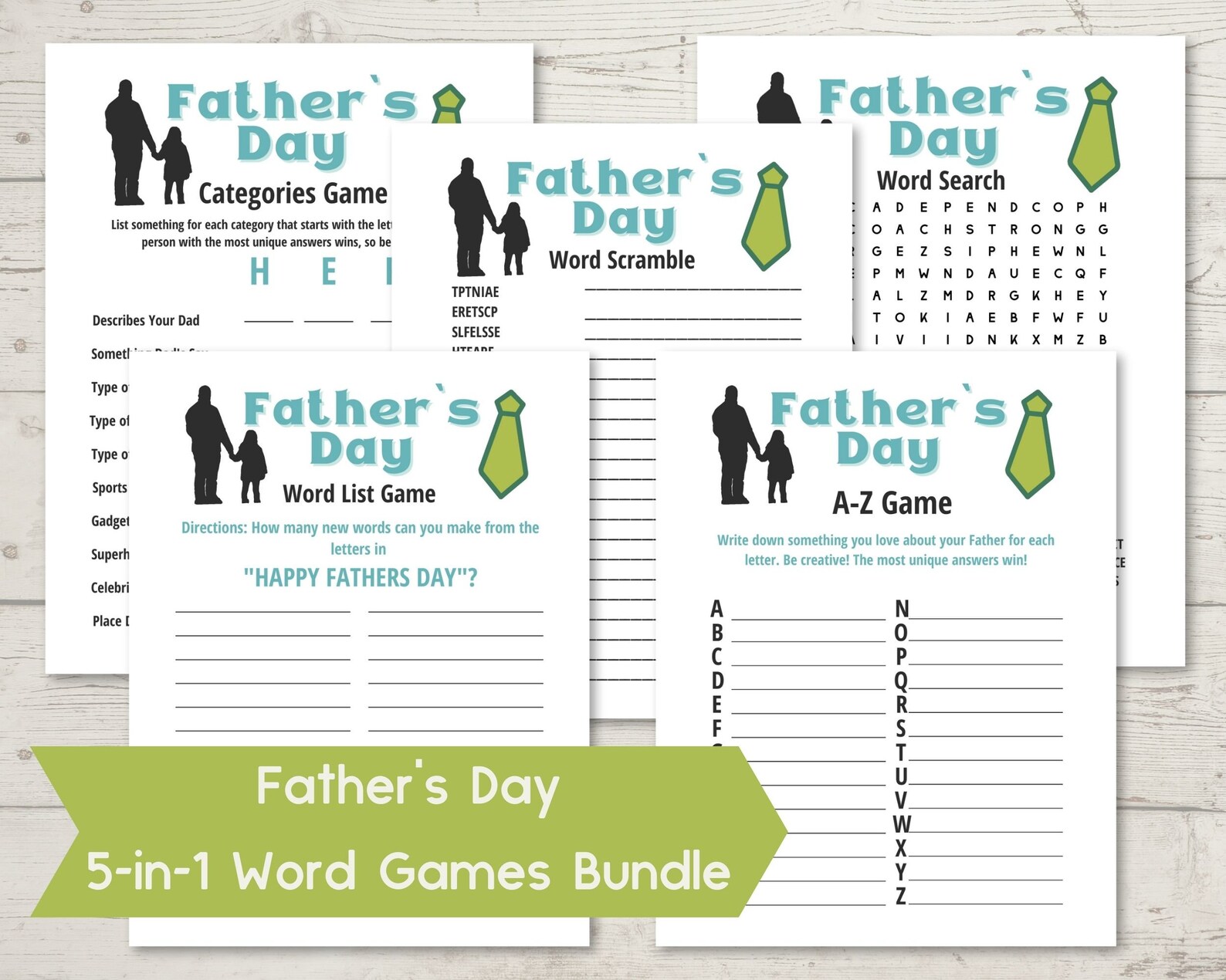 Father's Day Printable Games Bundle, Father's Day Word Games, Word ...