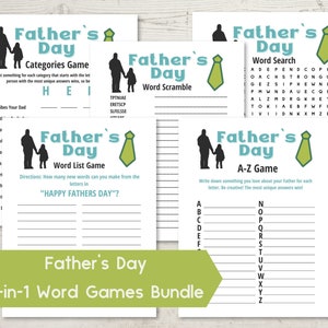 Father's Day Printable Games Bundle, Father's Day Word Games, Word ...