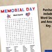 Memorial Day Printable Word Search, Digital Download, Classroom ...