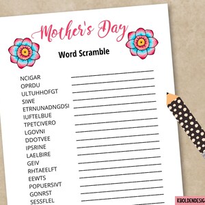 Mother's Day Printable Word Scramble, Digital Download, Classroom ...