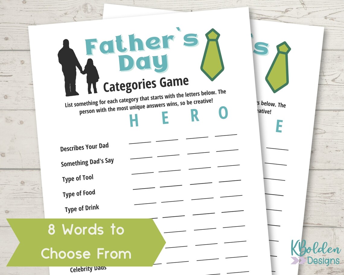 Father's Day Printable Games Bundle, Father's Day Word Games, Word ...