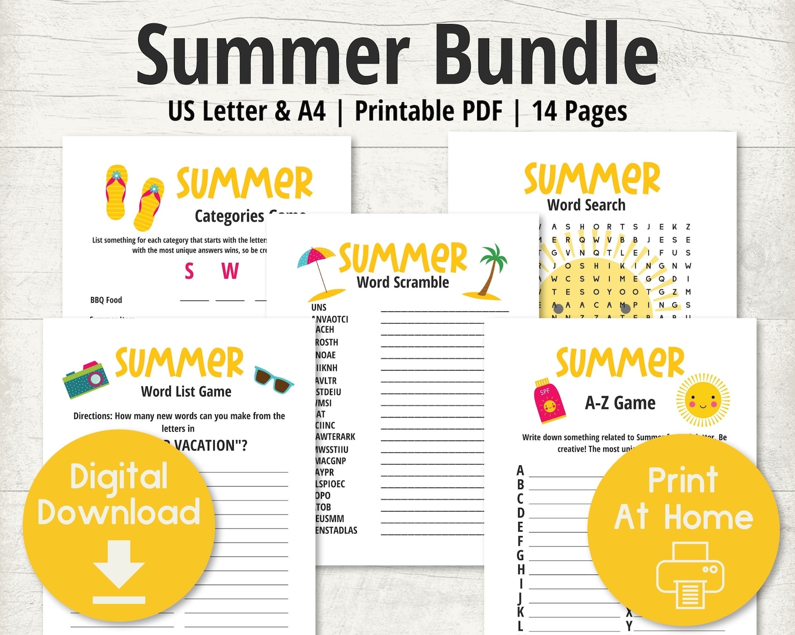 Summer Printable Games Bundle Summer Word Games End of - Etsy