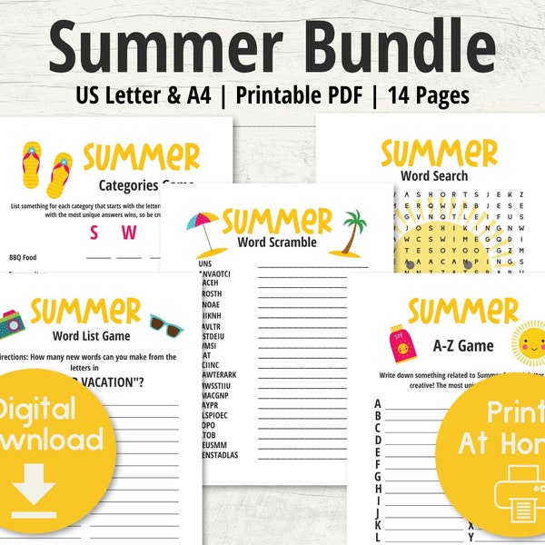 Summer Printable Games - Etsy