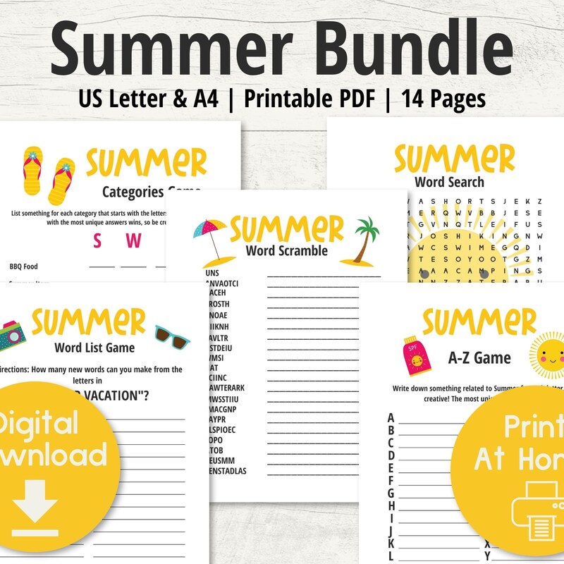 Summer Printable Games - Etsy