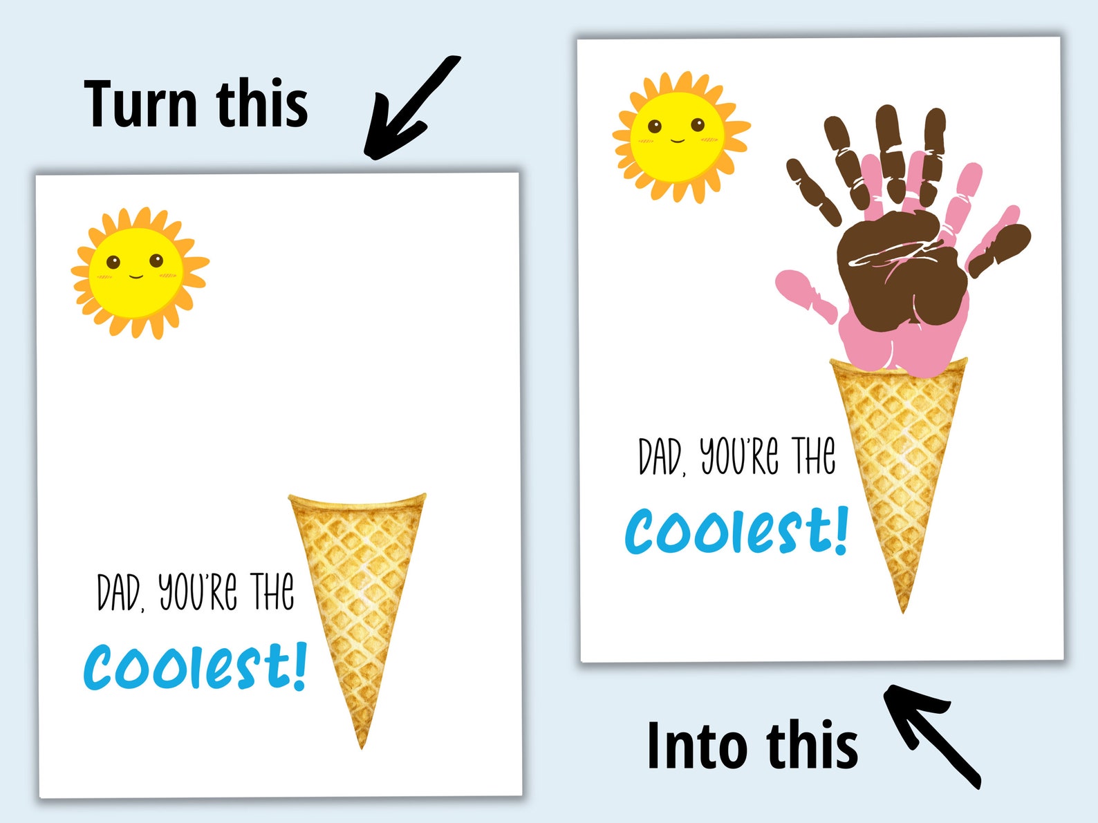 Father's Day Handprint Art, DIY Gift for Dad From Kids, Handprint Craft ...