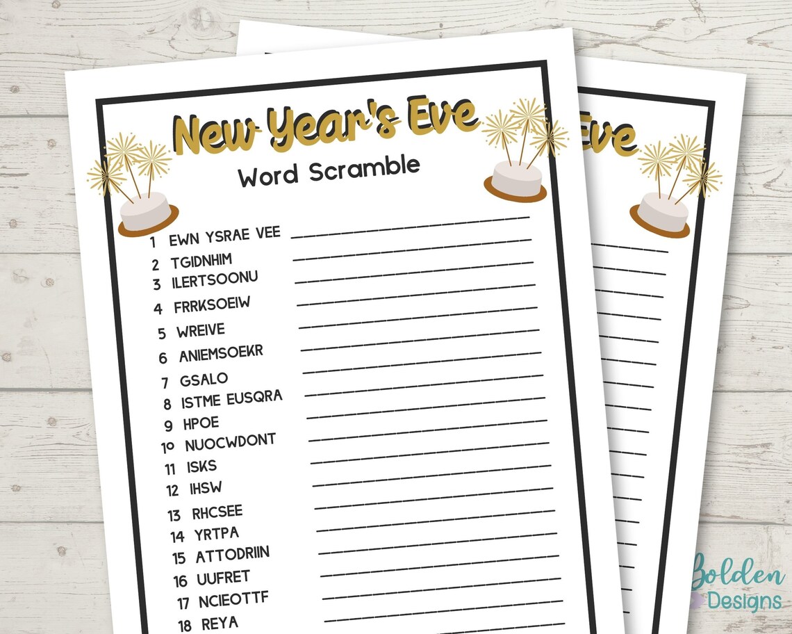 New Year's Eve Word Scramble - Etsy