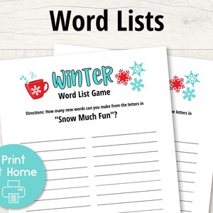 Winter Activity Bundle, Dice Game Printable, Word Search, Word Scramble ...
