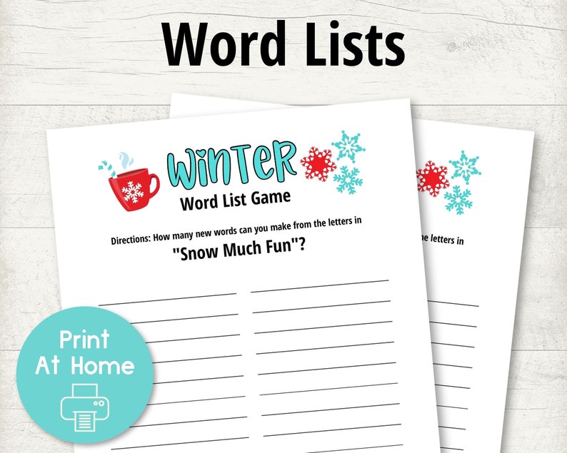 Winter Activity Bundle, Dice Game Printable, Word Search, Word Scramble ...
