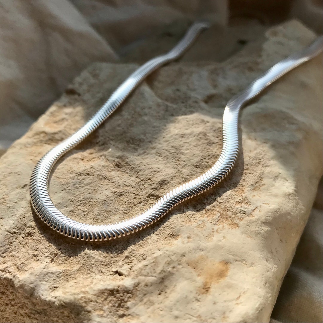 Recycled Silver Flat Snake Chain ~ 18 Inches - Etsy Canada