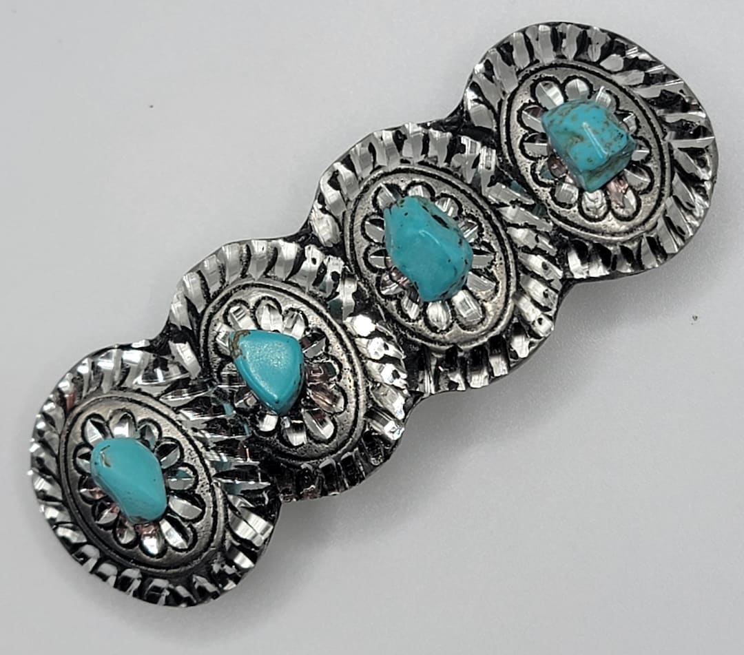 Four Concho Barrette With Turquoise #1 - Etsy