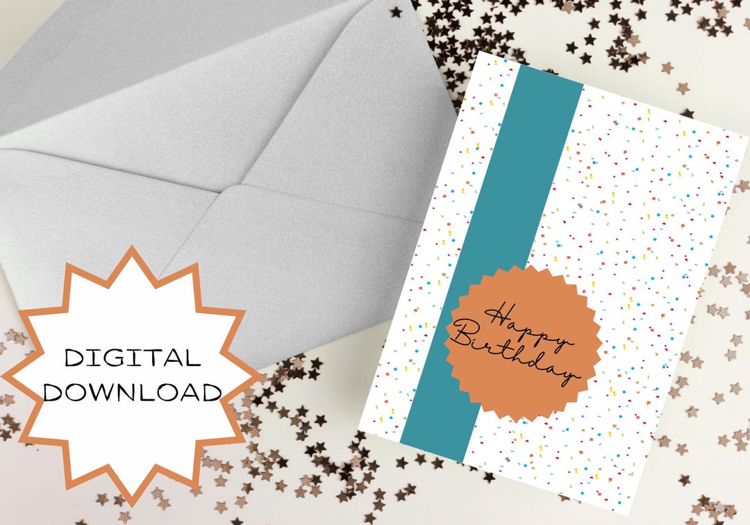 Printable Happy Birthday Sprinkle Card, Greeting Card, Digital Download ...