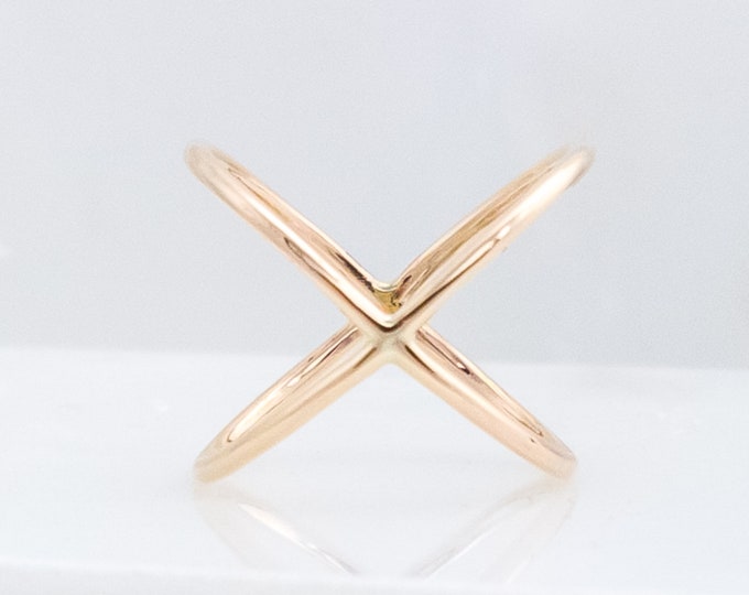 Statement Ring X-ring Criss Cross Ring 14k Gold Filled 925 Sterling ...