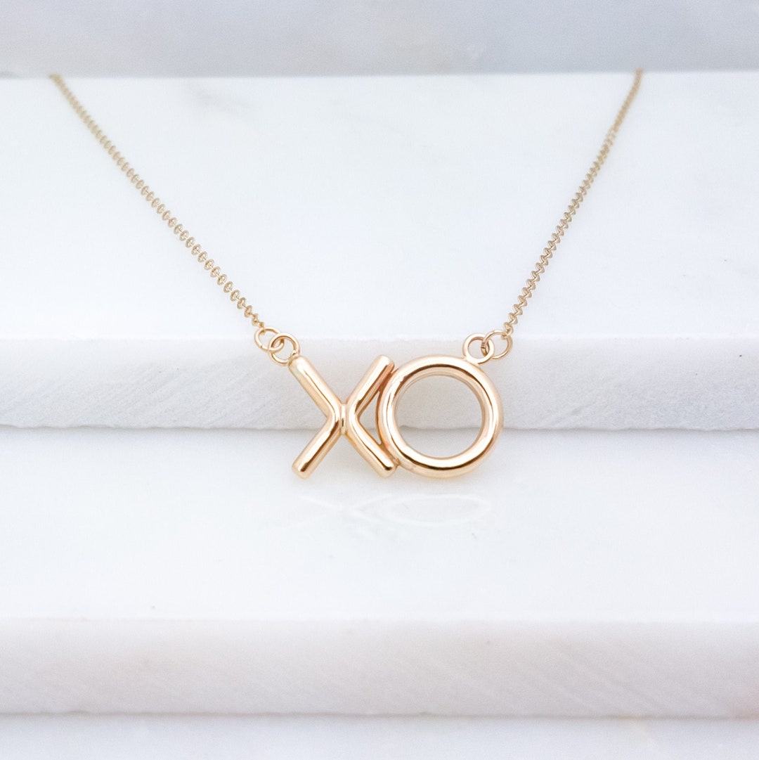 Gold Necklace XO Charm Layering Necklace 14k Gold Filled - Etsy