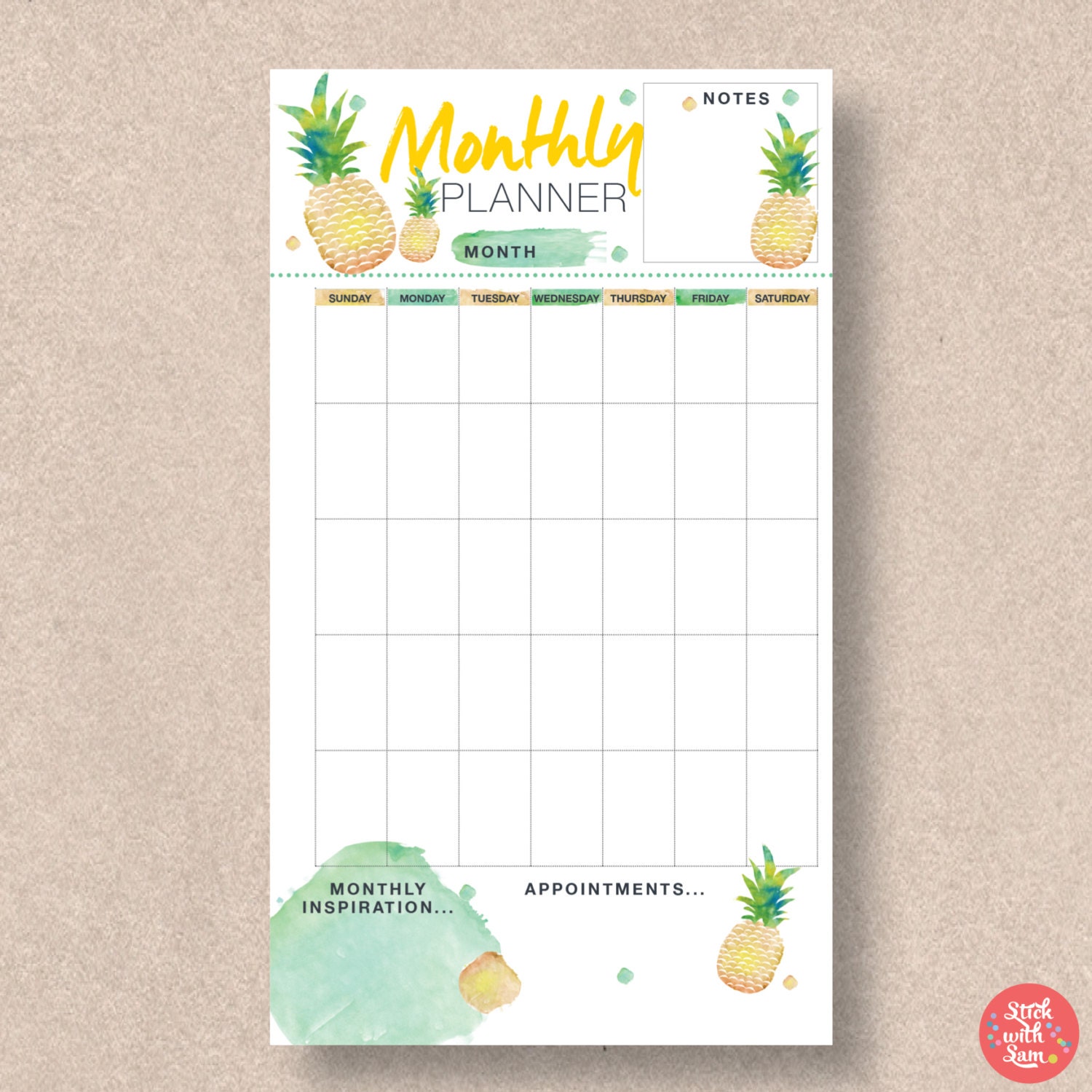 PERSONAL SIZE Monthly Printable Planner or Insert That Fits - Etsy ...